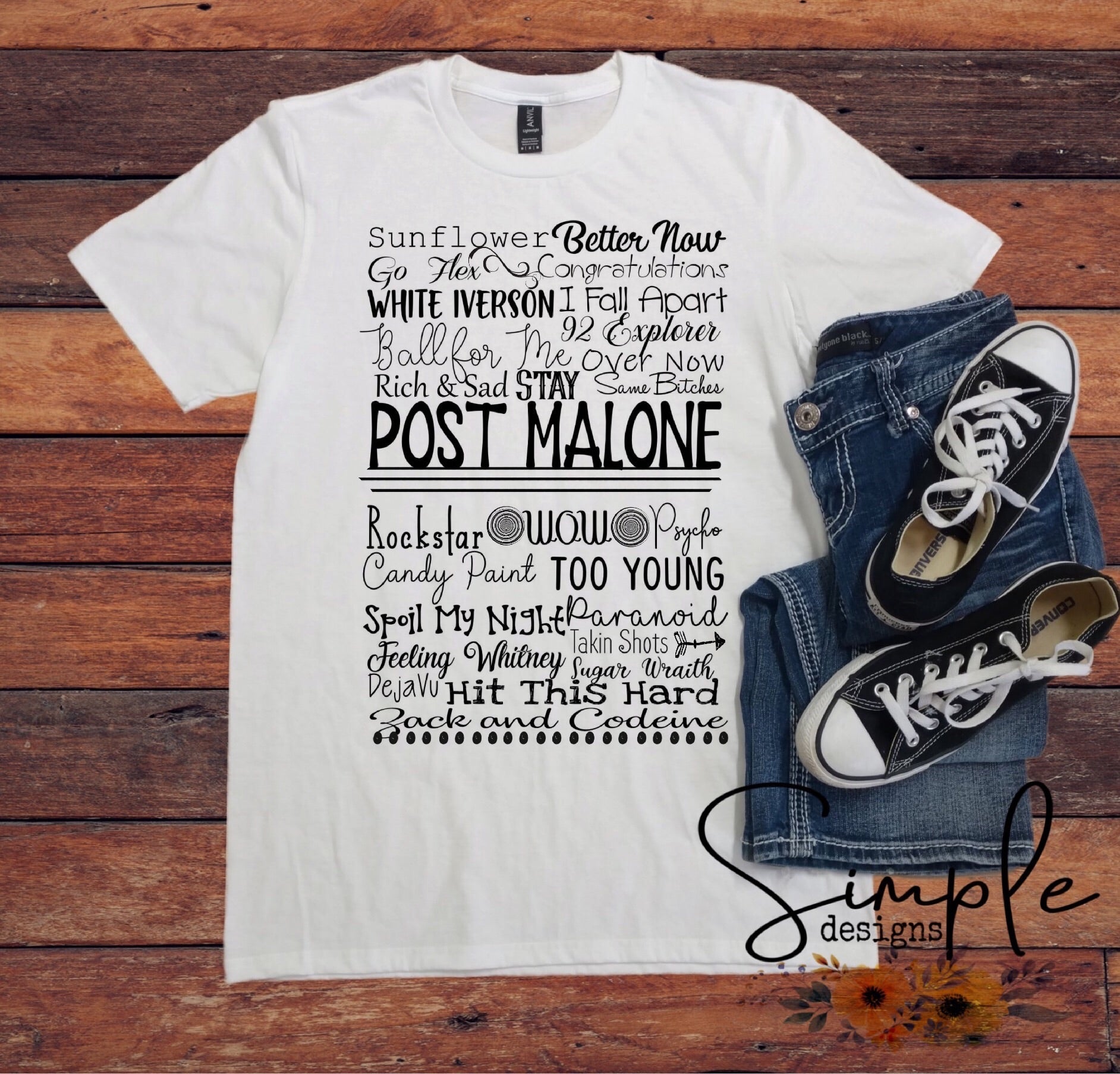 PMalone Music Lyrics Sublimation Heat Transfer Sheets – Simple Designs ...